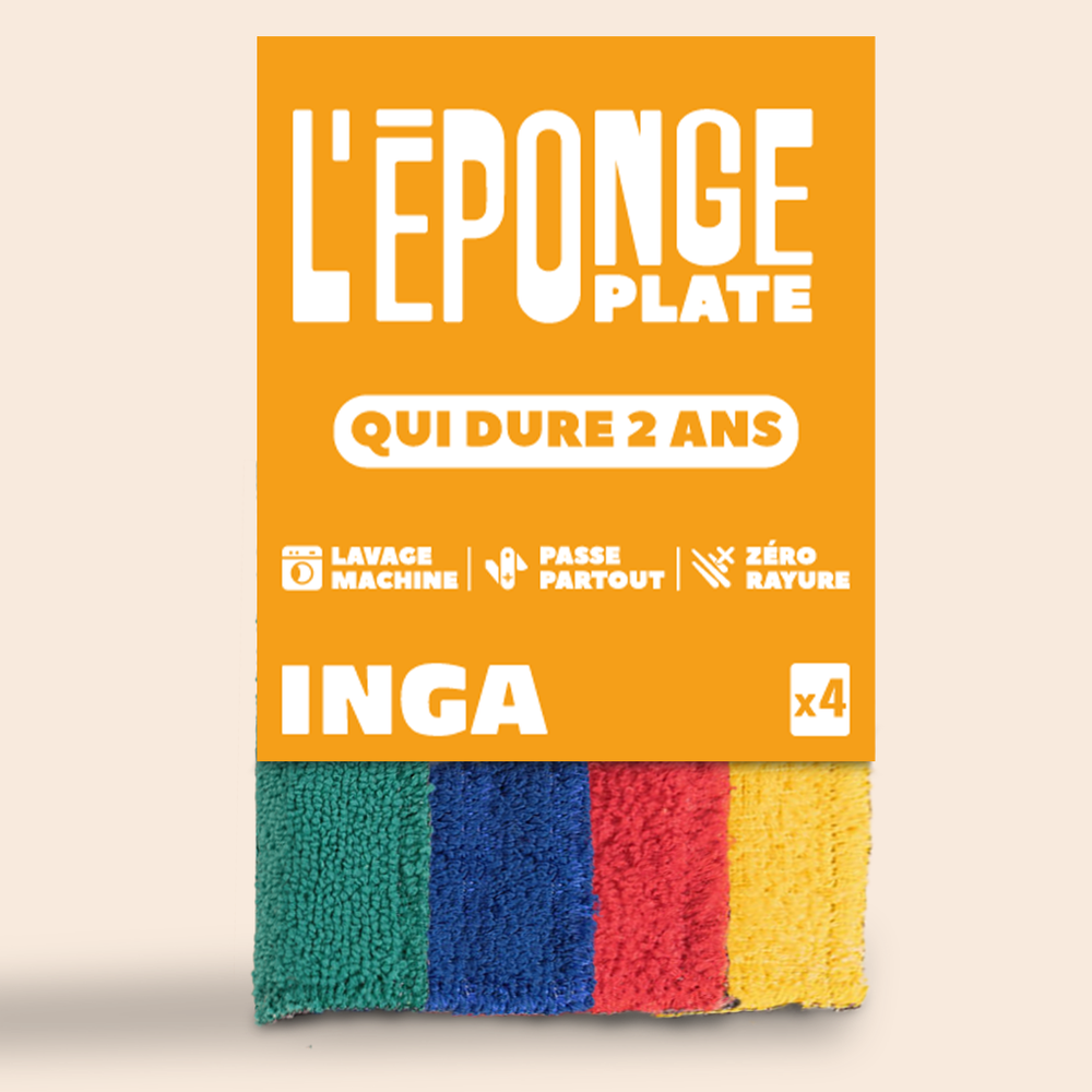 Pack d'éponges plates 4 couleurs pour 4 usages | INGA